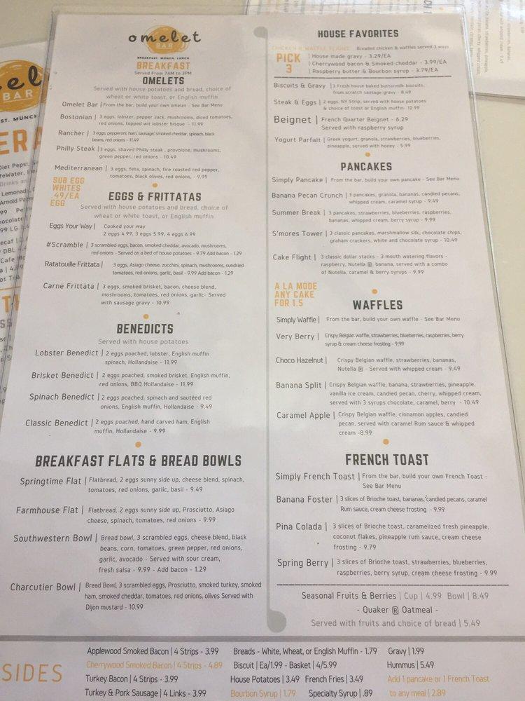 Menu at Omelet Bar, Orlando