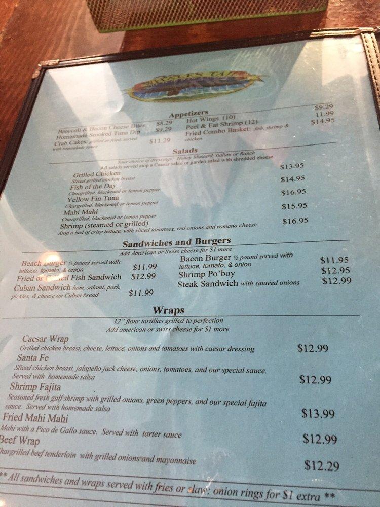 Menu at Whale's Tail At Seascape pub & bar, Miramar Beach