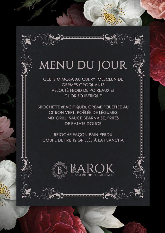 Menu at Barok, Orléans