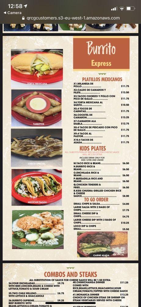 Menu at Burrito Express restaurant, Ellisville