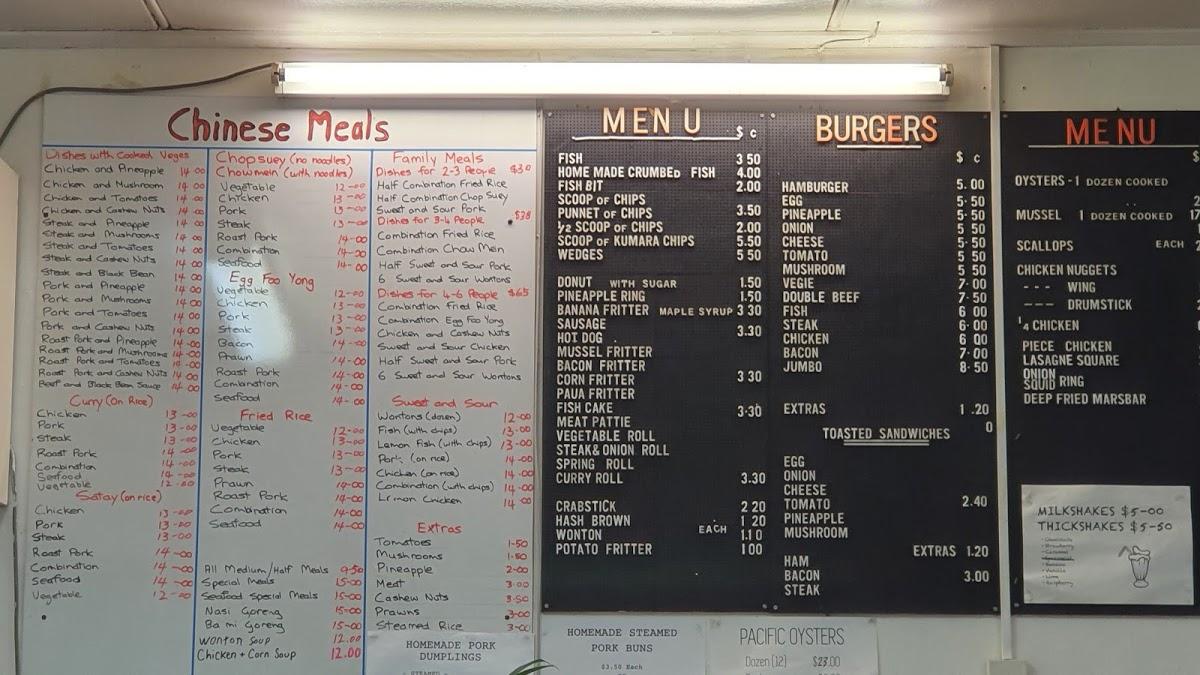 Carta de comida rápida Greytown Fish Supply, Greytown