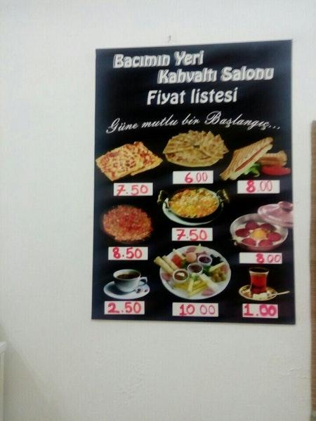 Menu at Hanife Bacının Yeri, Kayseri