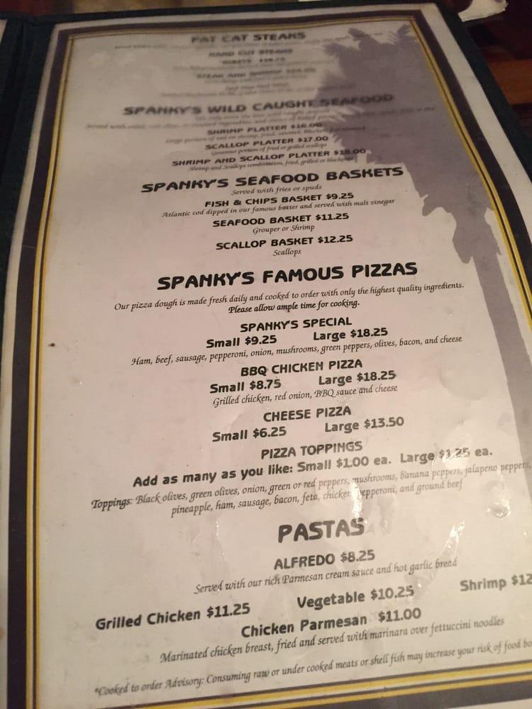 Menu at Spanky's Southside Pizza Galley and Saloon pizzeria, Savannah ...