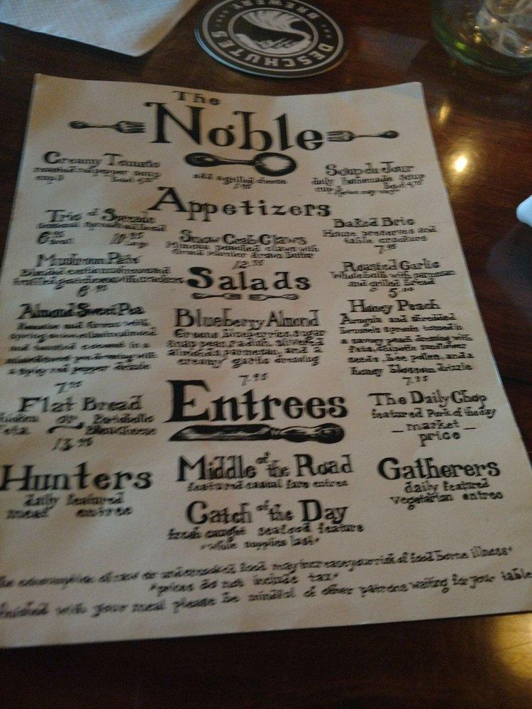 Menu at The Noble restaurant, Milwaukee