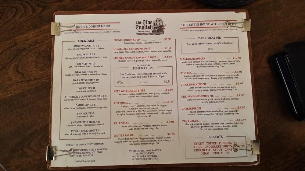 Menu at The Olde English Pub and Pantry, Albany