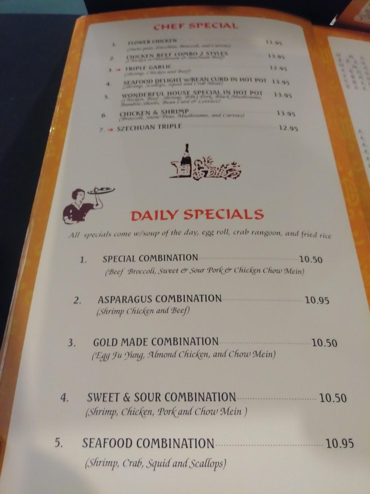 Menu at Wonderful House Chinese Restaurant, Trinidad