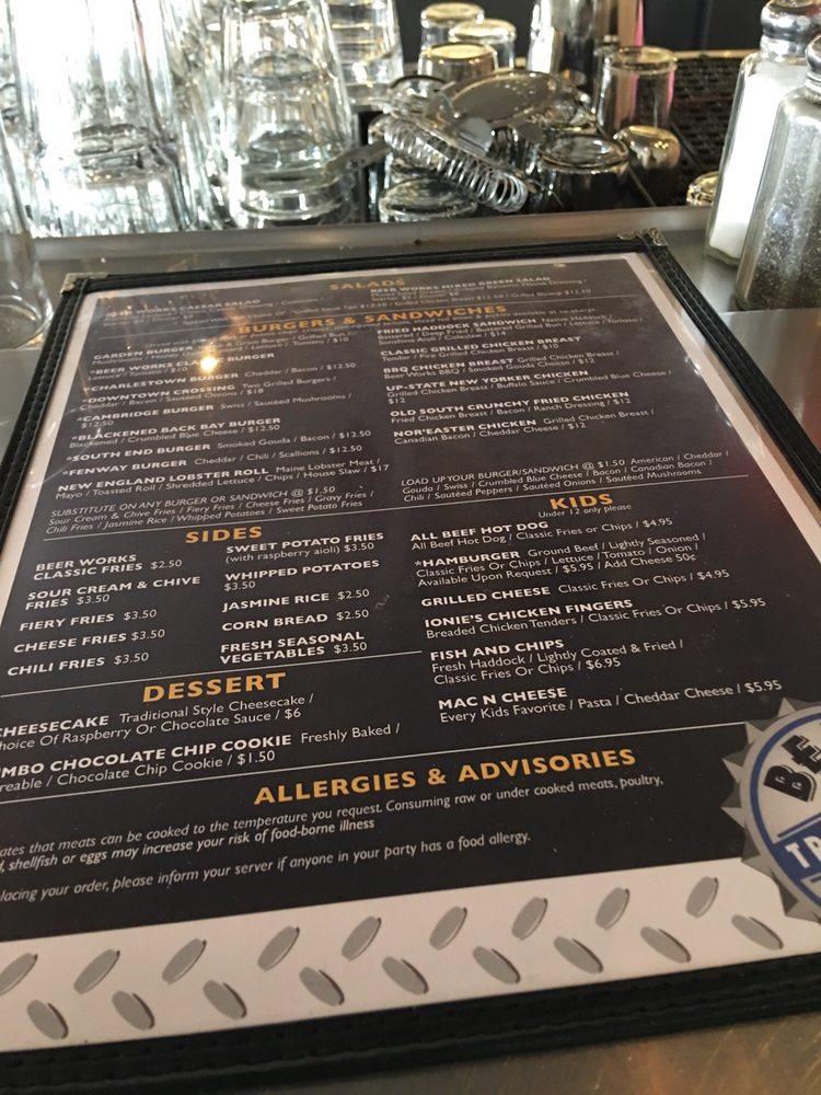 Menu at Beer Works pub & bar, Boston, Terminal C