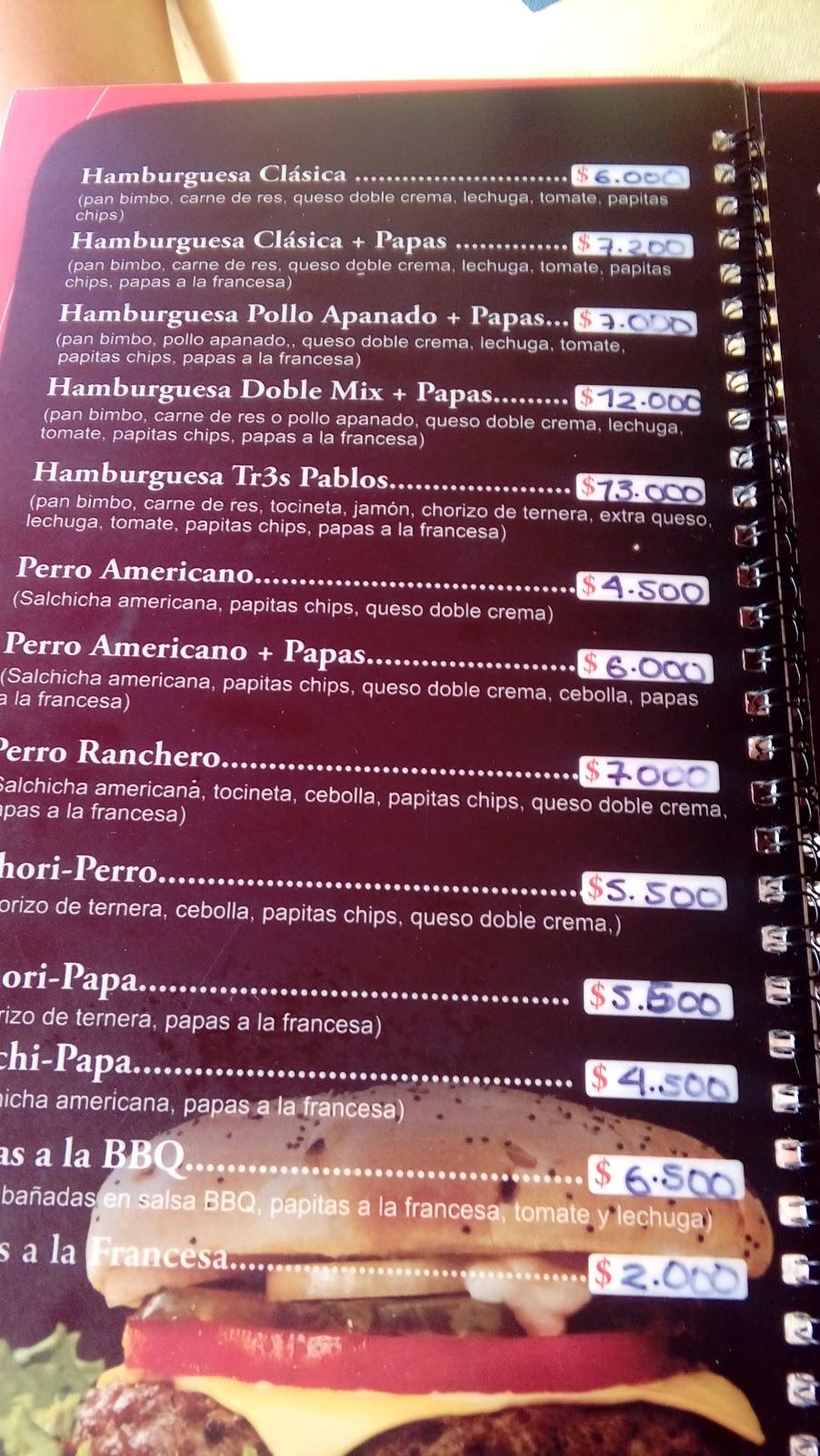 Menu at Carbon y Parrilla, Ibagué