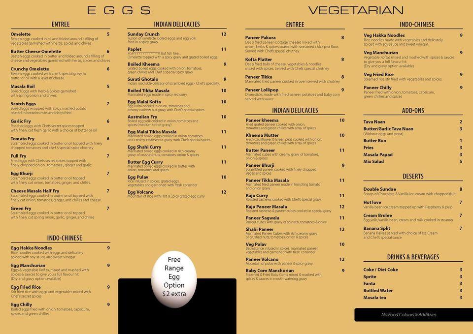 Menu at Eggs and More restaurant, Auckland