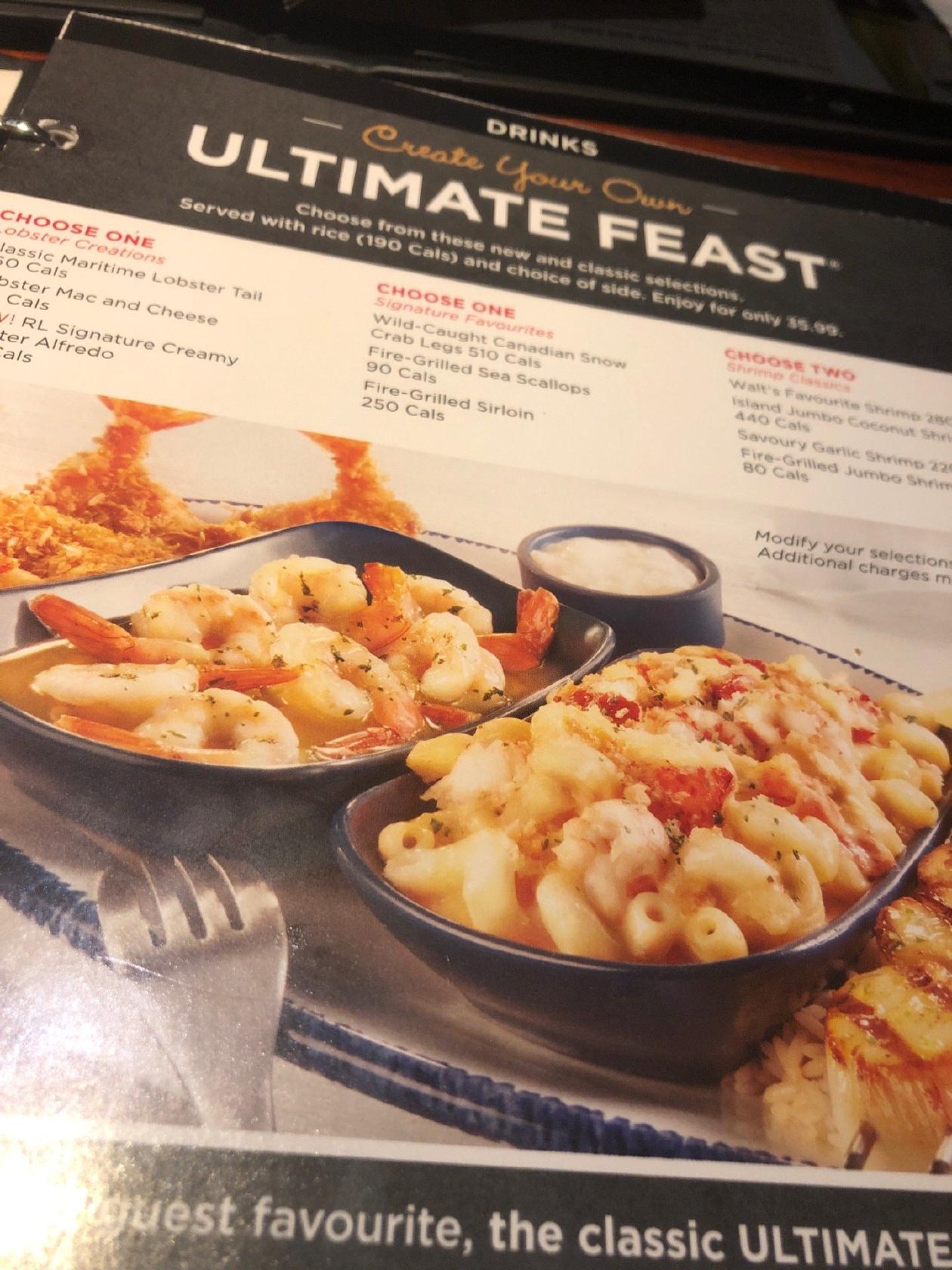 Menu au Red Lobster - Winnipeg - PRIORITY SEATING restaurant, Winnipeg ...