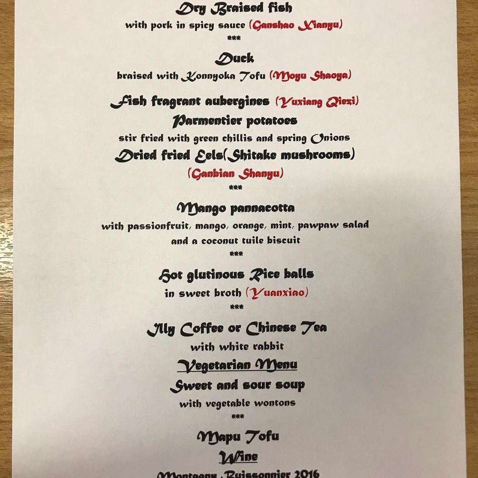 Menu at St John's College Bar, Cambridge