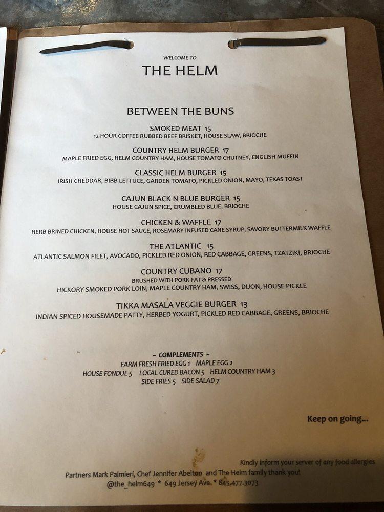 Menu at The Helm pub & bar, Greenwood Lake, 649 Jersey Ave
