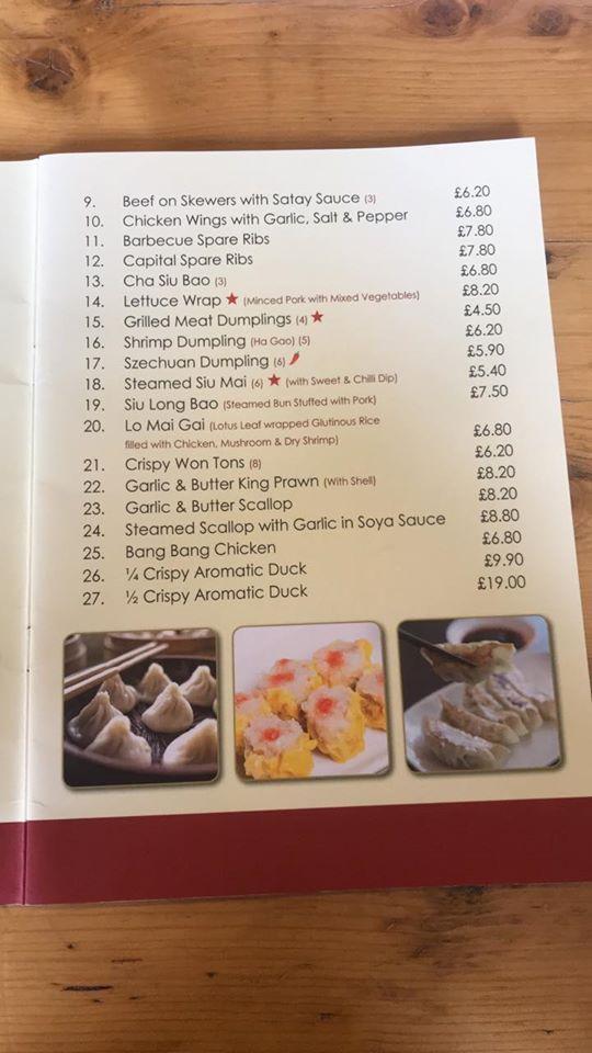Menu at Moon Bay restaurant, Helston, Gweek