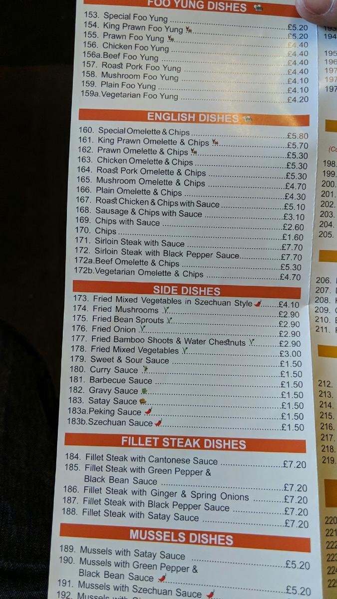 Menu at San San restaurant, Sandbach, 1 Station Rd
