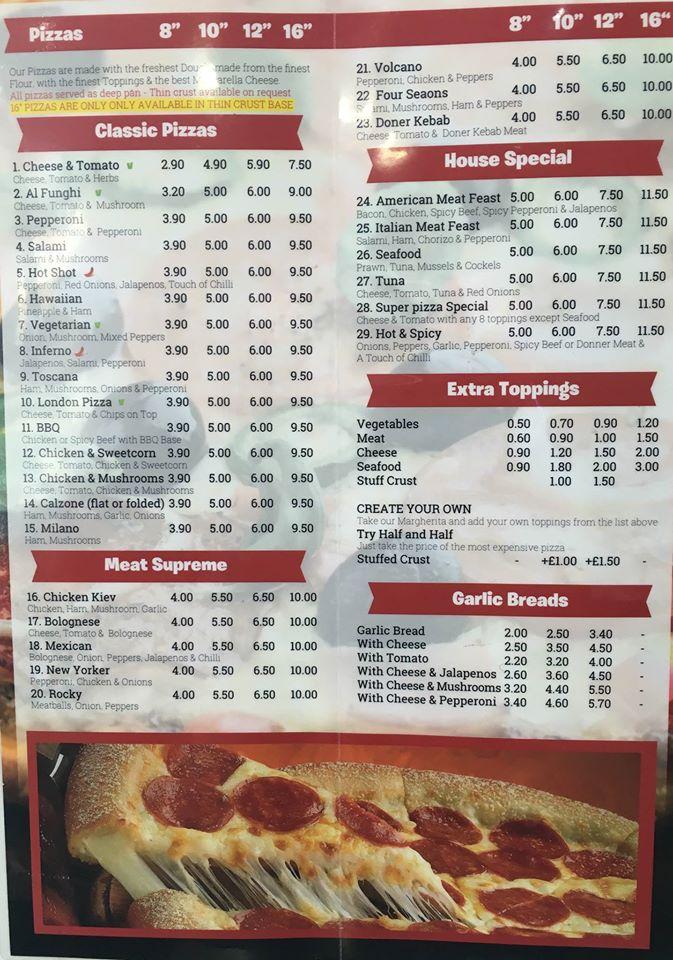 Menu at Super pizza takeaway restaurant, Houghton le Spring