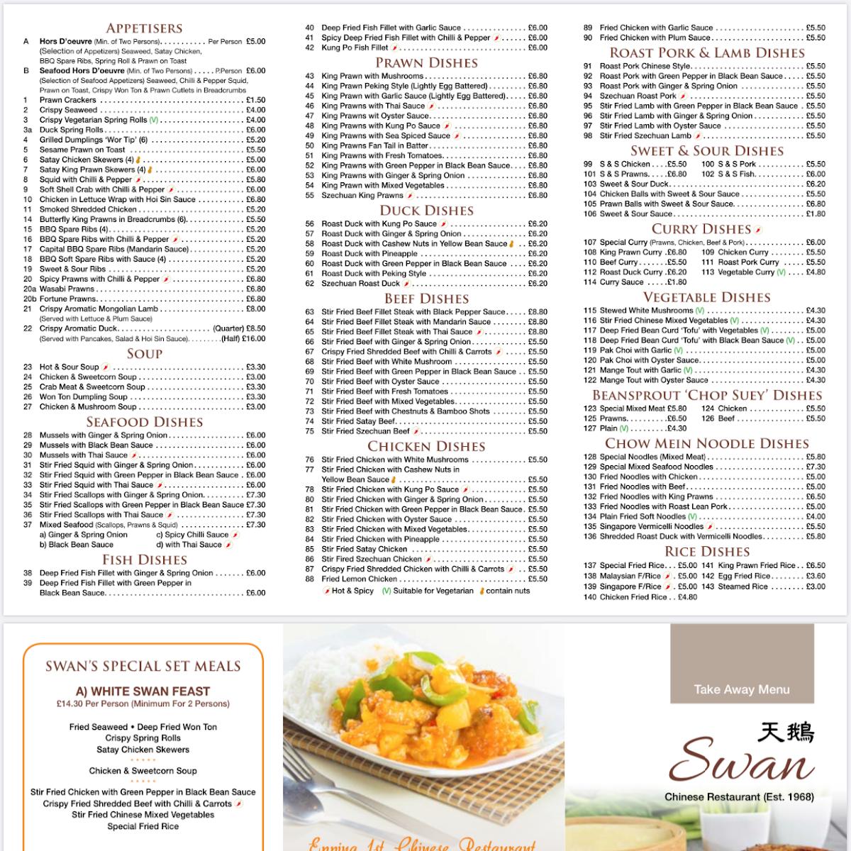 Menu at Swan Chinese Restaurant Epping, Epping, 73 High St