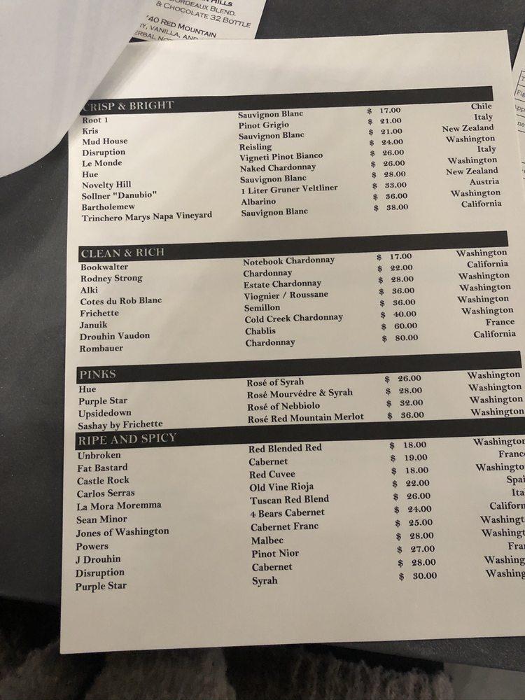 Menu at Wine Social pub & bar, Richland