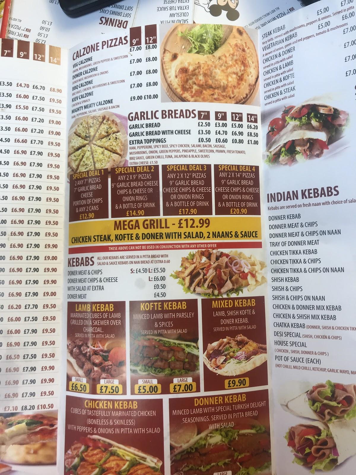 Menu at Turkish Delight Kebab House restaurant, Belper