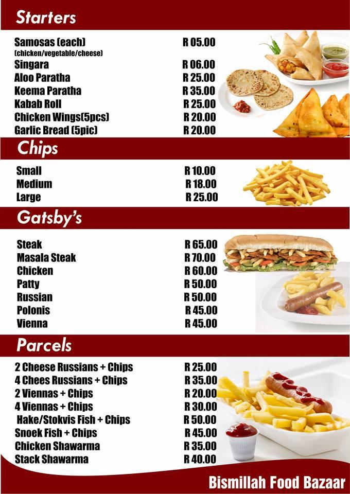 Menu at Bismillah Food Bazaar restaurant, Worcester