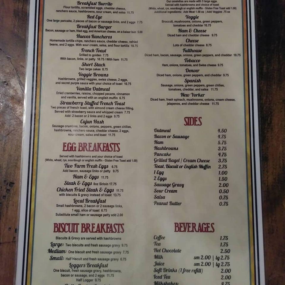 Menu at Four Corners Casino & Crossroads Grill restaurant, Eureka