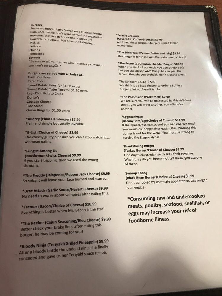 Menu at Little Shop of Burgers restaurant, Casper