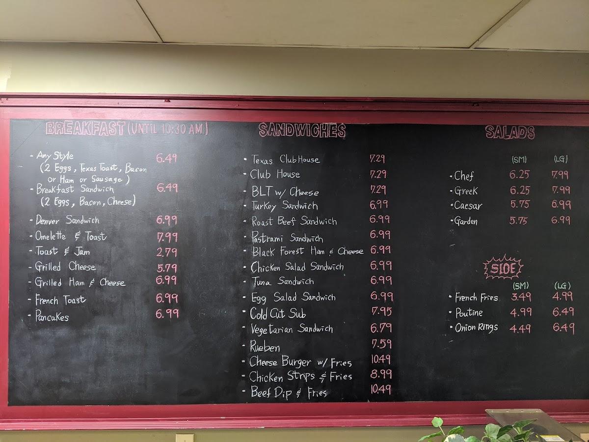 Menu at Mary's Old Style Deli restaurant, Calgary