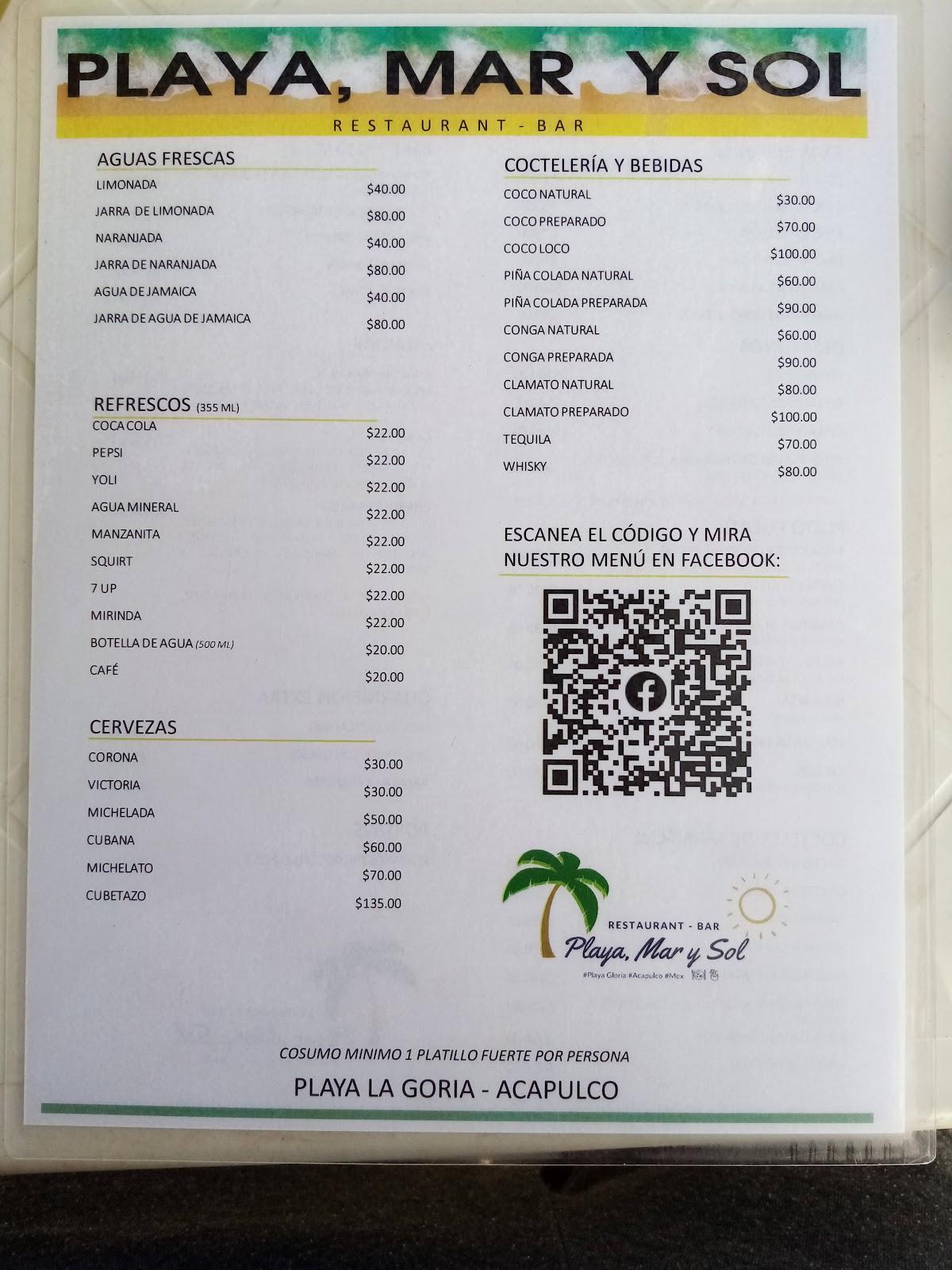 Carta de Restaurante Bar - Mar Y Sol, Acapulco