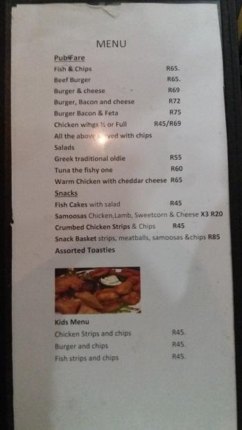 Menu at Storms Pot pub & bar, Randburg