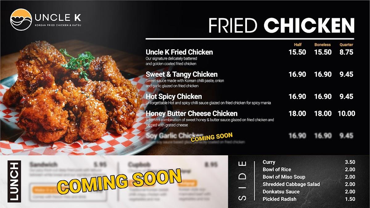 Menu at UNCLE K (Korean Fried Chicken & Katsu ) restaurant, Okotoks