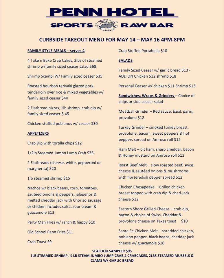 Menu at Penn Hotel Sports & Raw Bar, Hershey