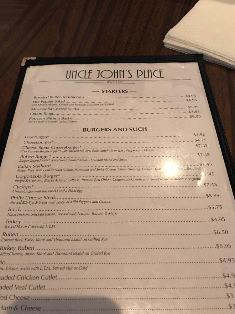 Menu at UNCLE JOHN’S PLACE restaurant, Mansfield