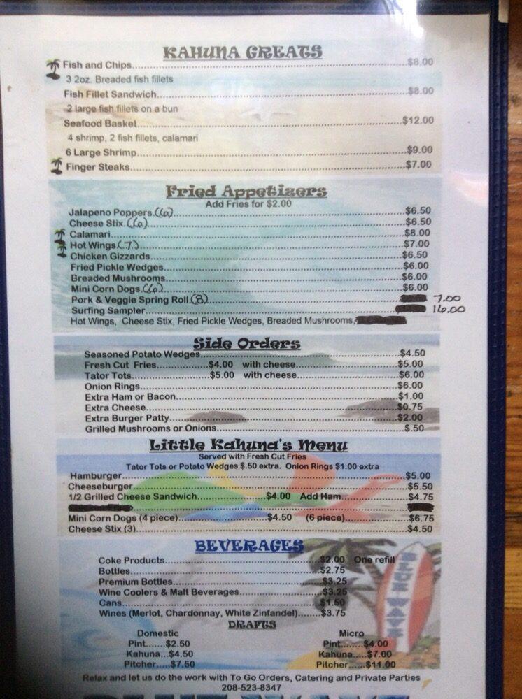 Menu at Blue Wave pub & bar, Idaho Falls