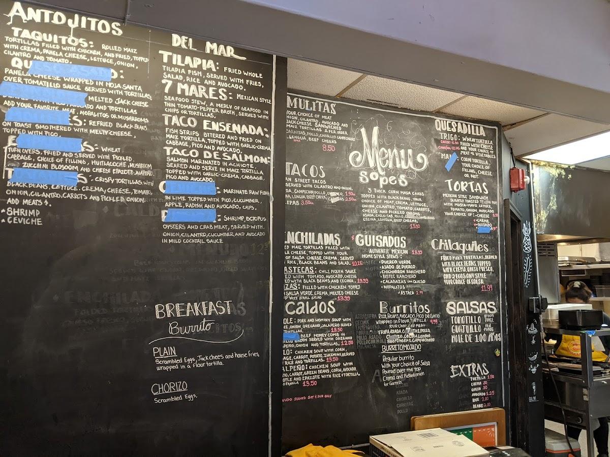 Carta del restaurante El Catrin, Seattle