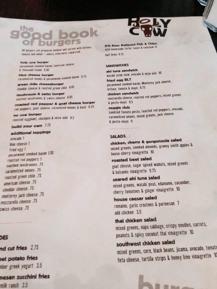 Menu at Holy Burger pub & bar, Albuquerque