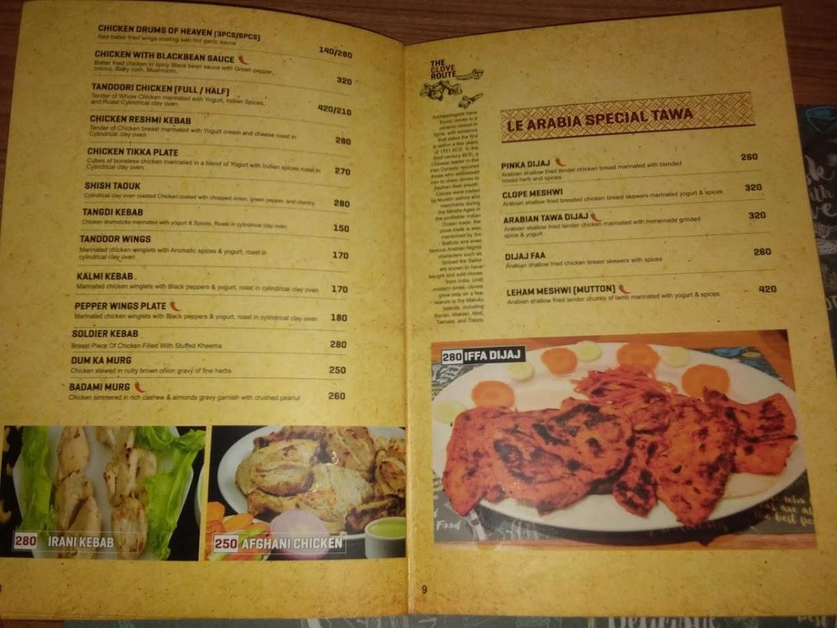 Menu at Le Arabia Restaurant, Thiruvananthapuram, Enjakkal Bypass Road