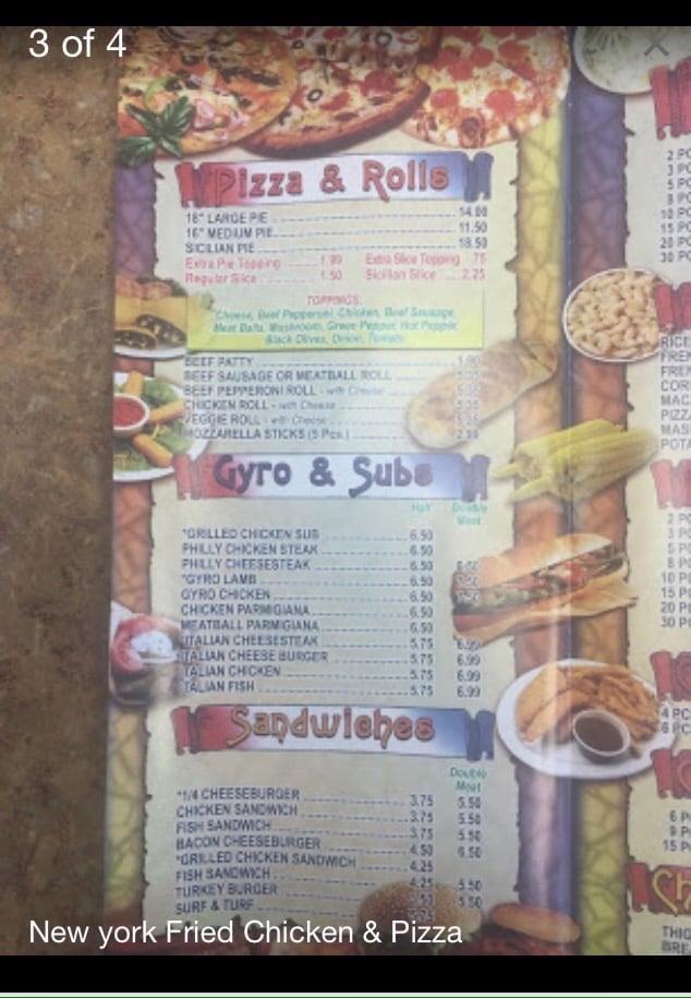 Menu at New York Fried Chicken pizzeria, Freehold
