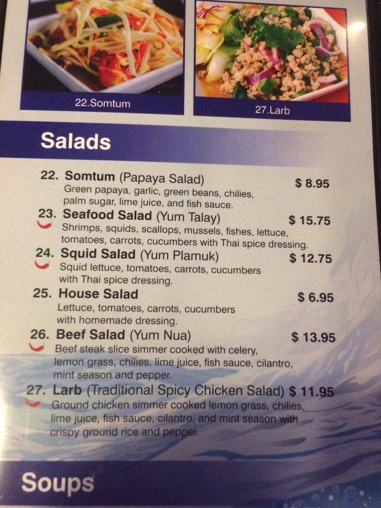 Menu at Nine Elephants restaurant, Corning