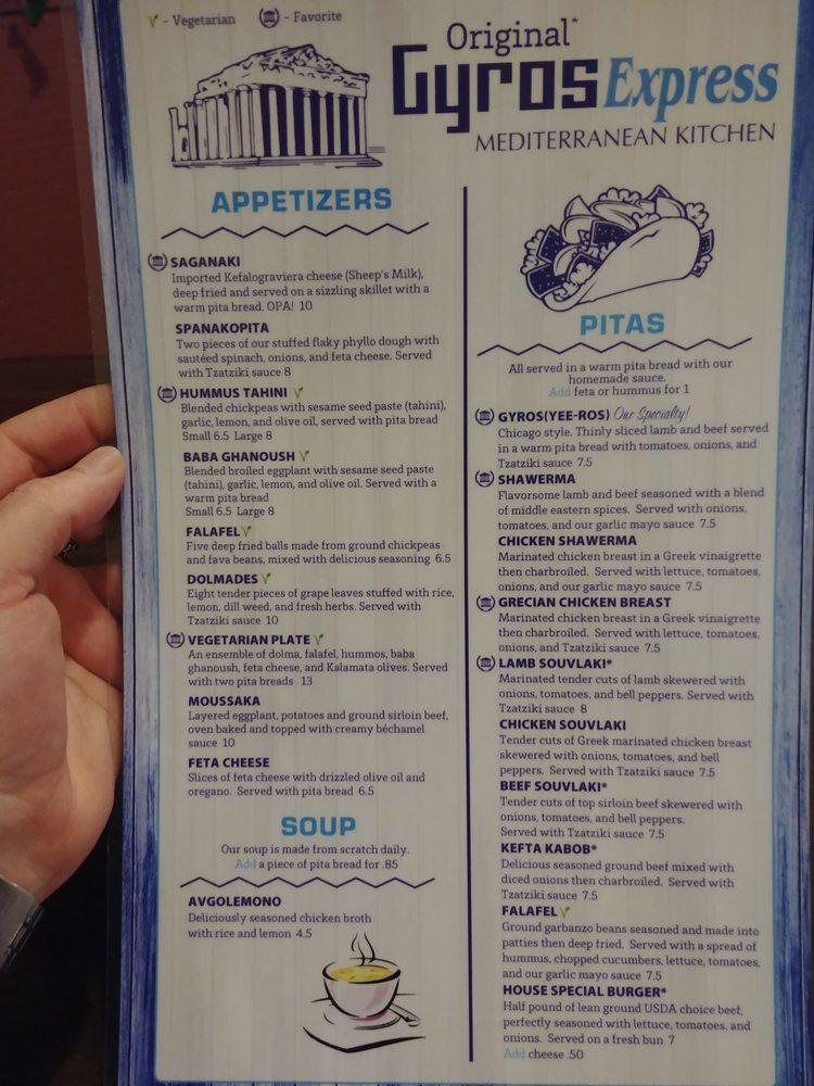 Menu at Original Gyros Express restaurant, Scottsdale, E Becker Ln
