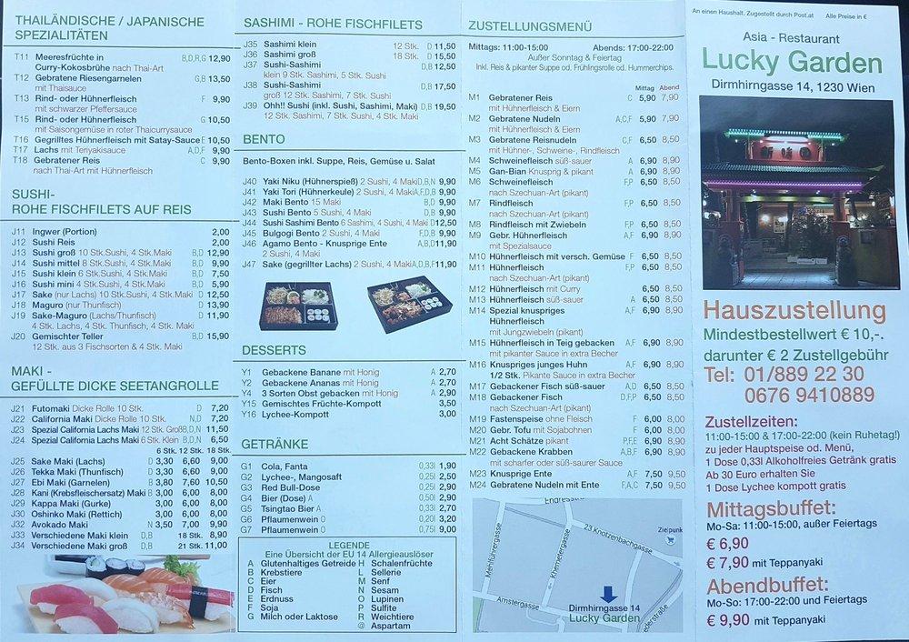 Menu at Restaurant Lucky Garden, Vienna