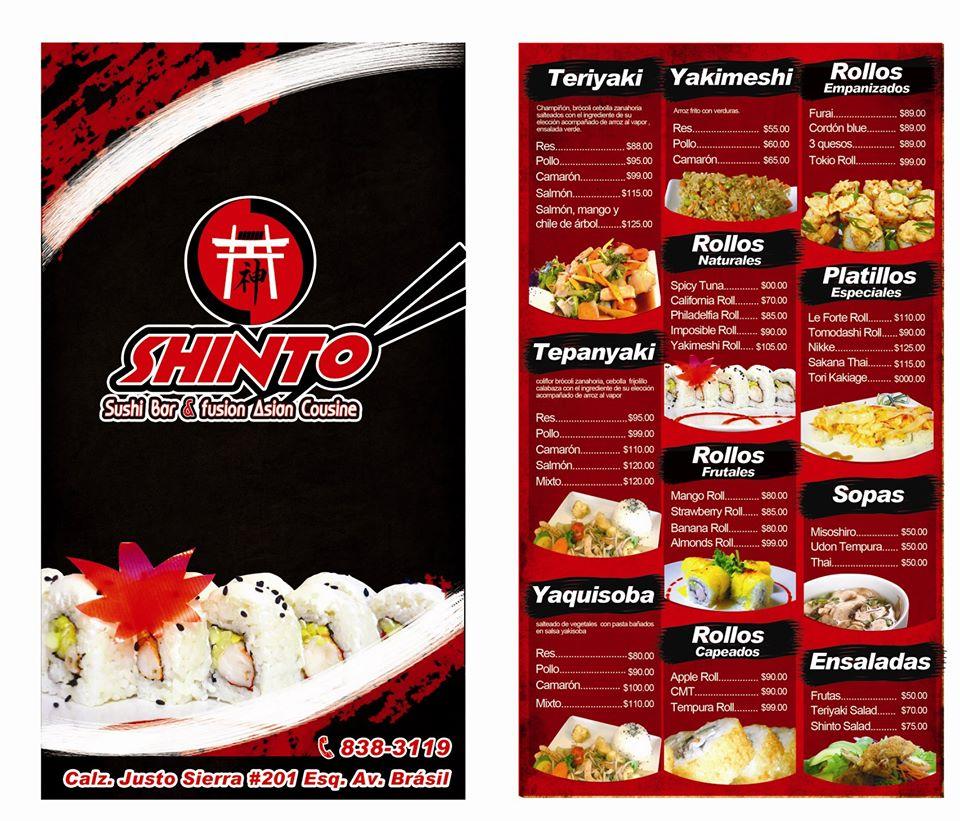 Carta de Shinto Sushi Bar & Fusion Asian Cousine, Mexicali