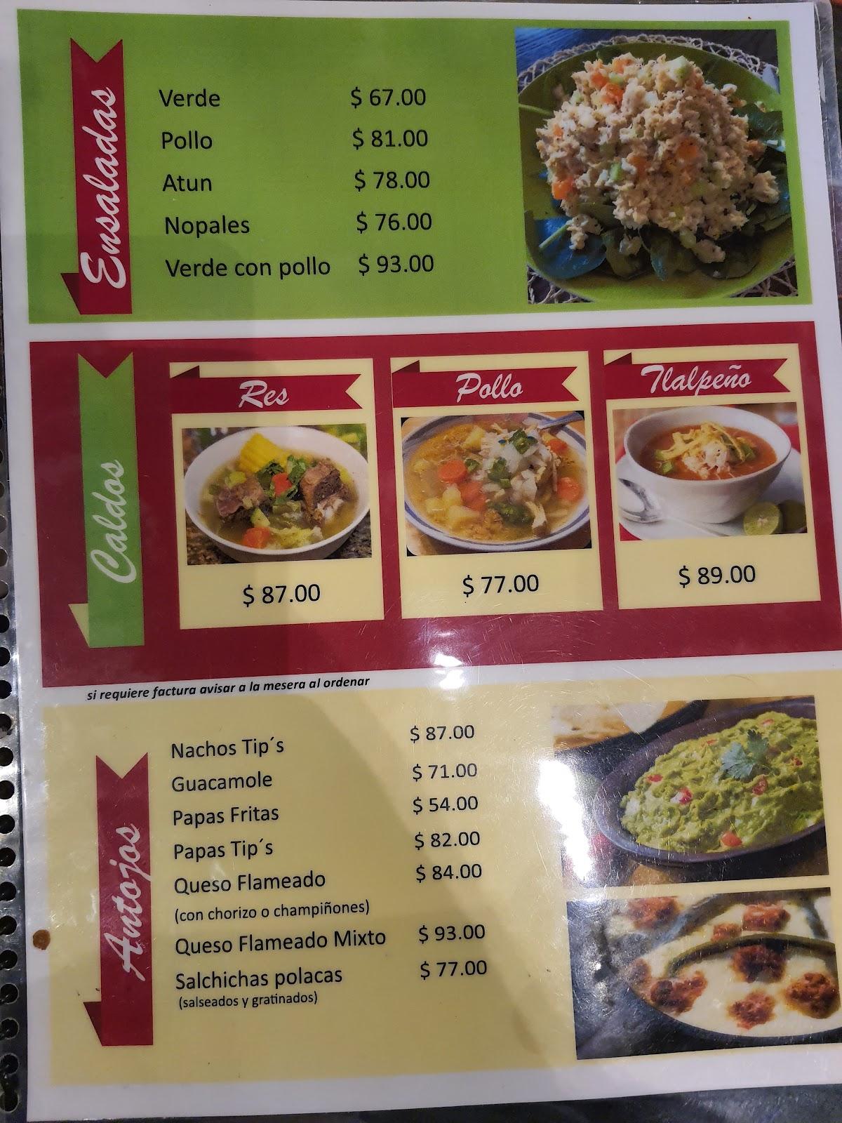 Menu at Tip's la casa del cafe, Reynosa