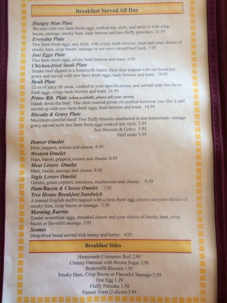 Menu at Tree House Restaurant, Nikiski