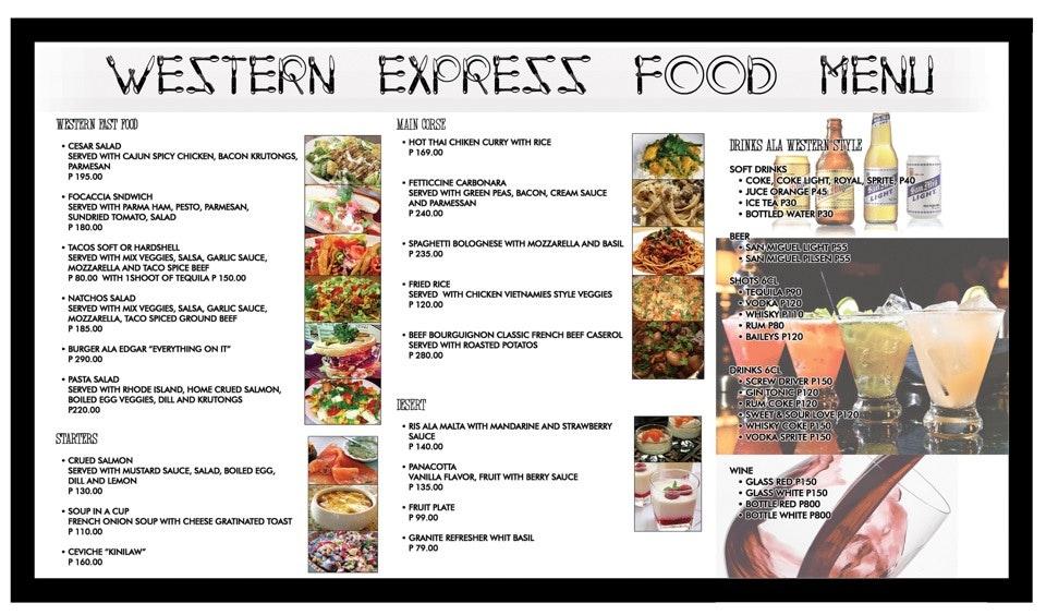 Menu at Wester Express Food restaurant, Davao City