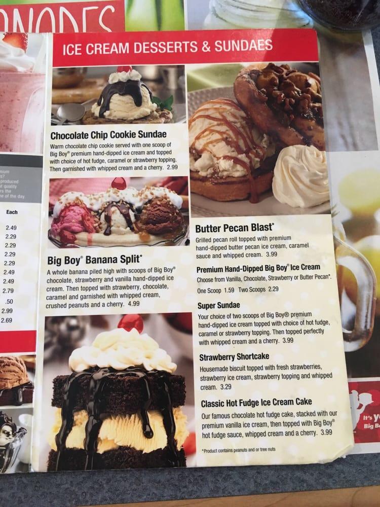 Menu at Big Boy restaurant, Bad Axe
