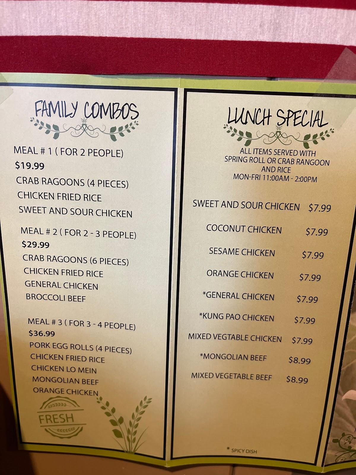 Menu at China Fresh restaurant, Trenton