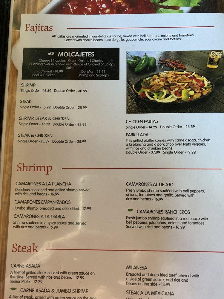 Menu at El Rosal restaurant, Patterson