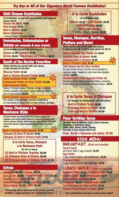 Menu at Julias Restaurant, Los Fresnos