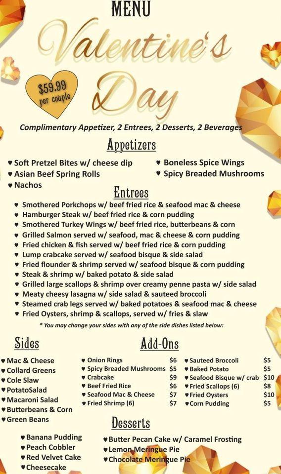 Menu at Wydia's Seafood and Steakhouse, Franklin