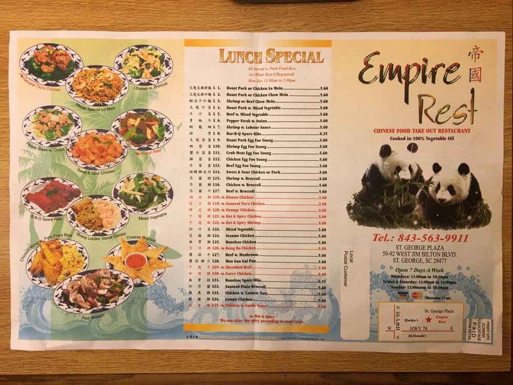 Menu at Empire Restaurant, Saint George