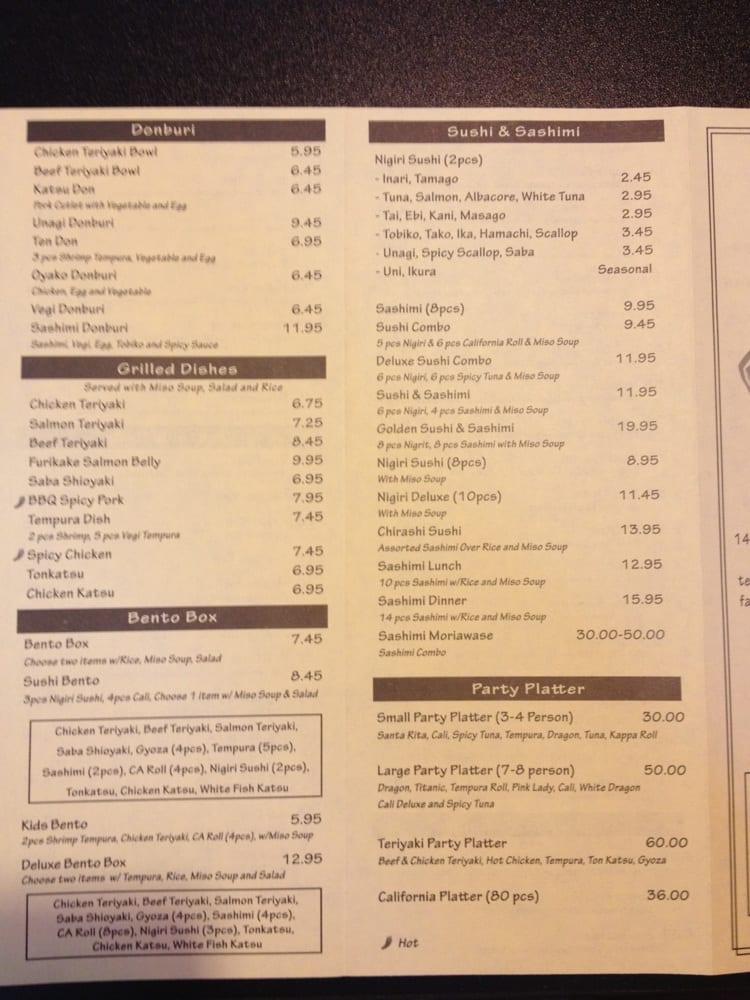 Menu at Fat Fish Sushi restaurant, Pleasanton